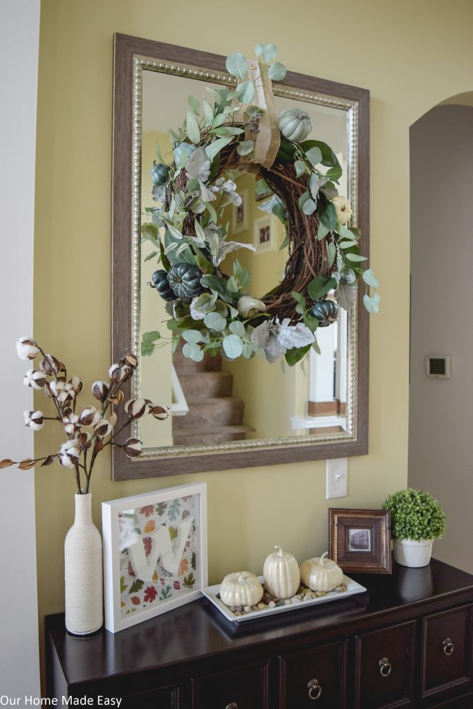 How to Make the Easiest 2 Step Fall Wreath + Fall Entry Way – Our Home ...