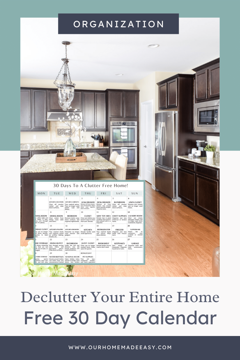 Start Today Printable 30 Day Declutter Challenge Calendar – Our Home Made Easy