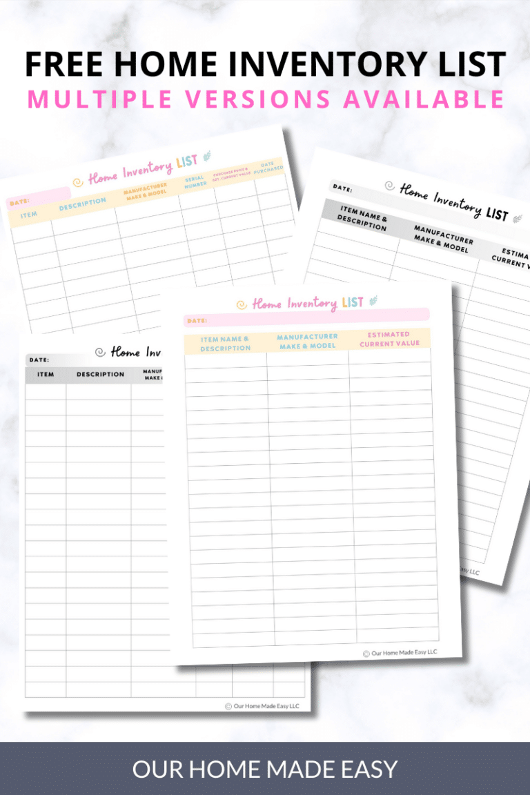 Create Your Home Inventory List (2+ Free Printables) – Our Home Made Easy