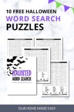 Free Printable Halloween Word Search (10 Puzzle Book) – Our Home Made Easy